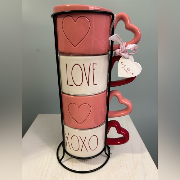 Rae Dunn | Kitchen | Nwt Rae Dunn Love And Hearts Stacking Mug Set ...